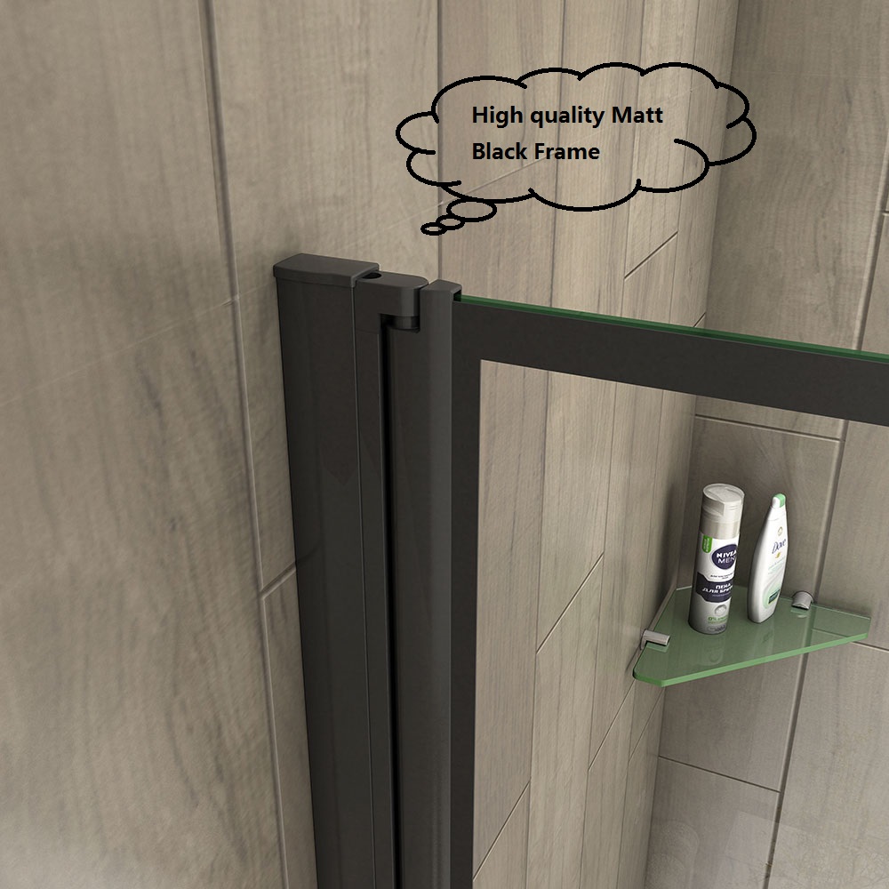 Acezanble 800x1400mm matt black frame black silk screen pivot shower ...